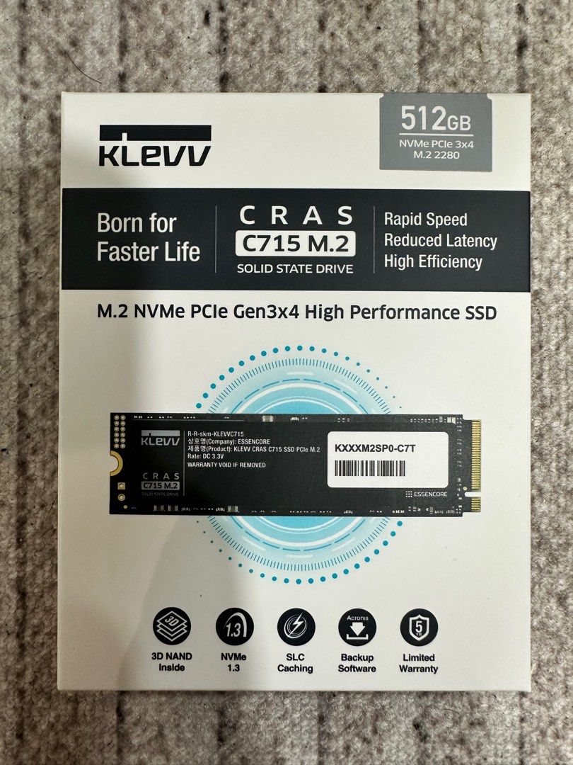 KLEVV CRAS C715 512GB M.2 NVME GEN3.0x4 SSD, Computers & Tech, Parts & Accessories, Computer ...