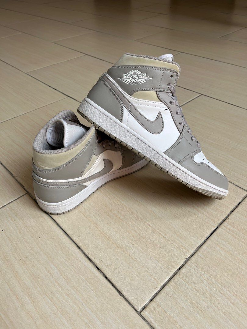 Nike Air Jordan 1 Mid Linen, Men's Fashion, Footwear, Sneakers on Carousell