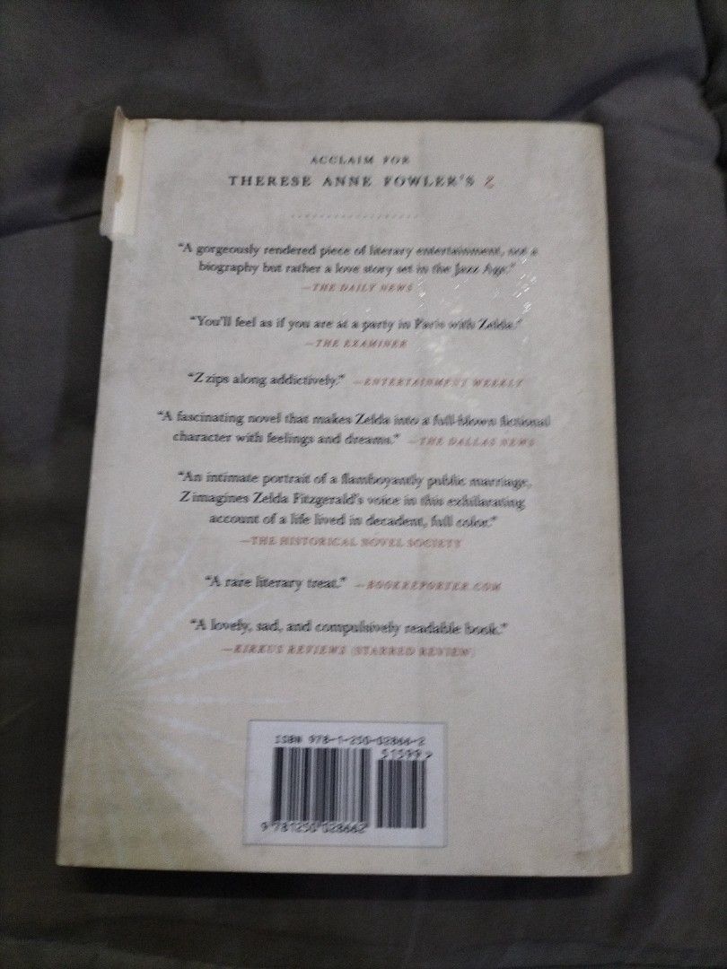 Novel - Z, a Novel of Zelda Fitzgerald by Therese Anne Fowler, Hobbies ...