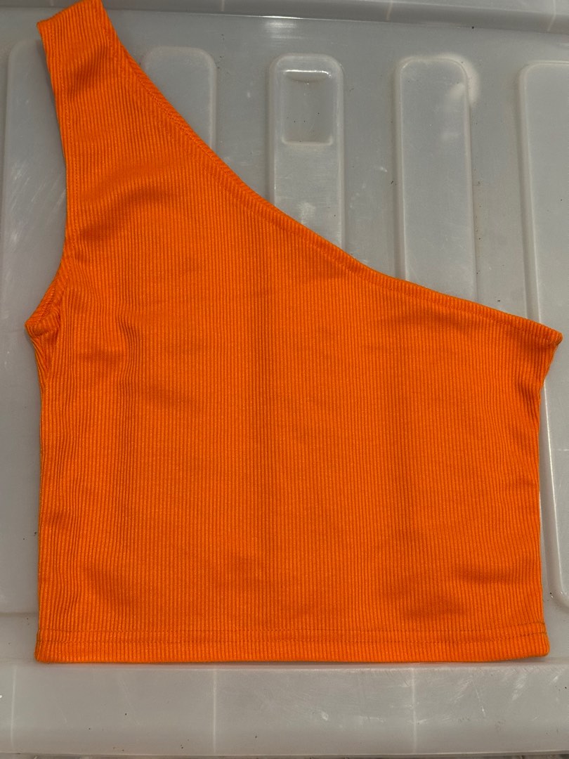 One sided top (orange), Women's Fashion, Tops, Sleeveless on Carousell