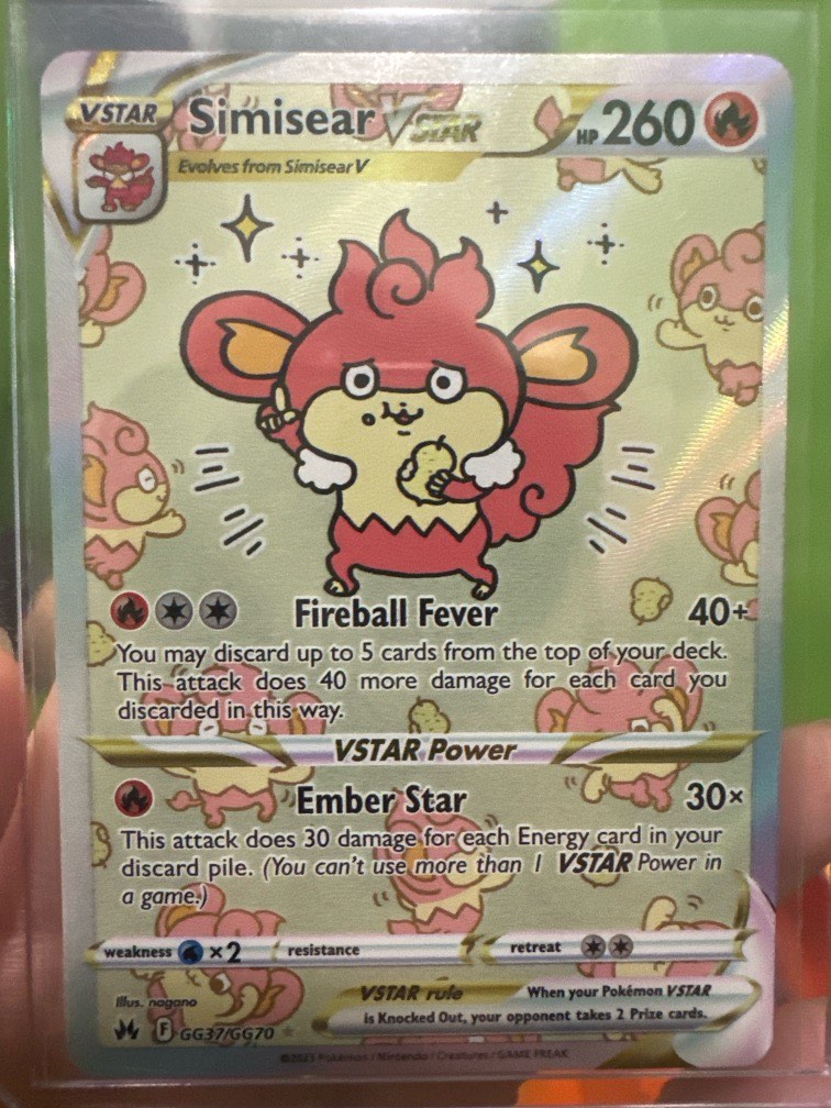 Pokemon card simisear aa vstar crown zenith gg37/gg70, Hobbies & Toys ...