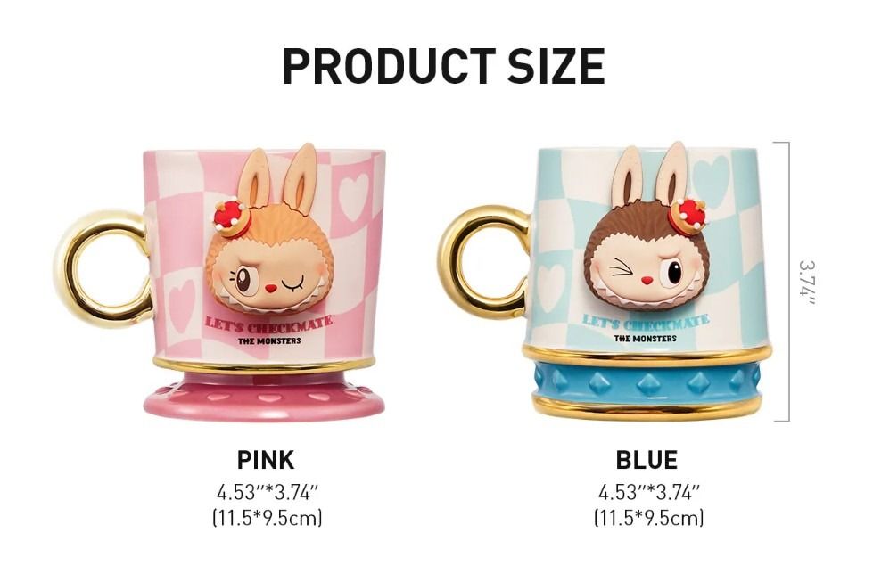 Popmart THE MONSTERS LABUBU Let's Checkmate Series Mug (Pink & Blue ...