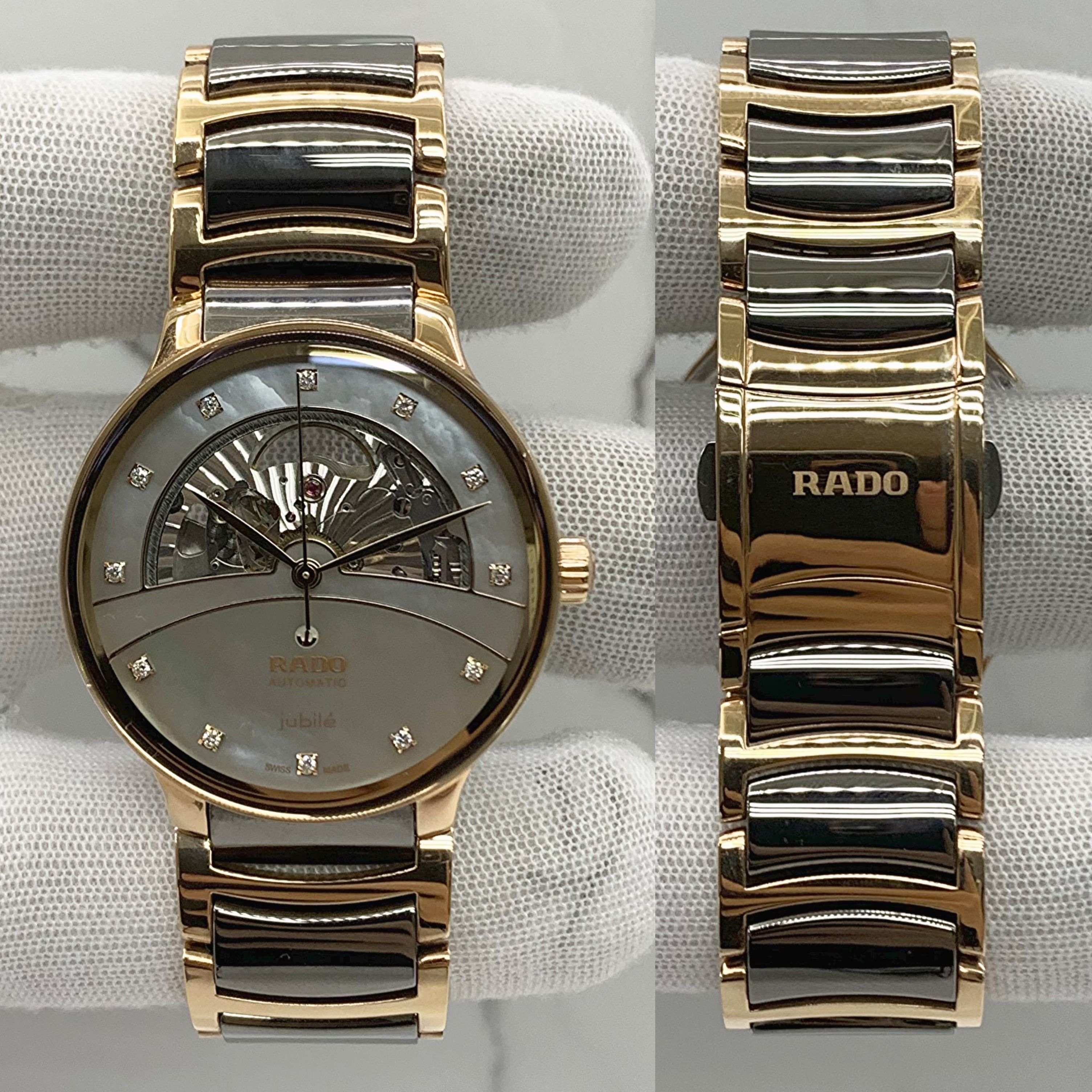RADO WATCH R30028912 CENTRIX AUTOMATIC DIAMONDS OPEN HEART MOP FULL SET ...