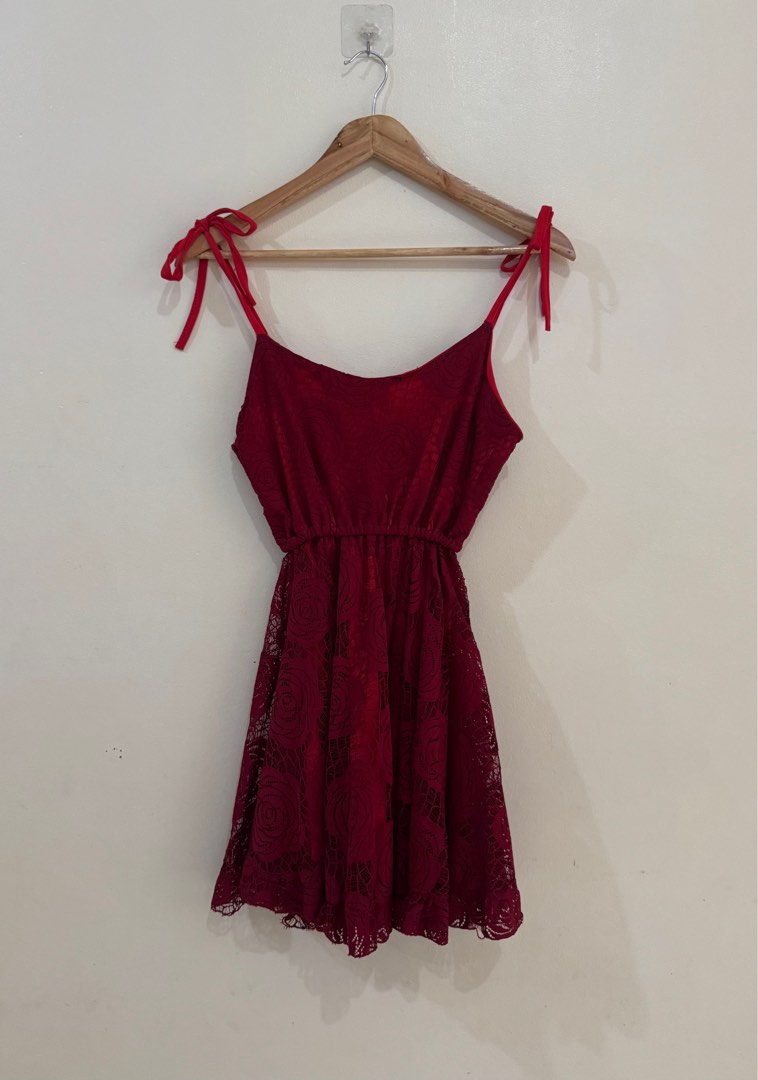 Red Dress Spaghetti - Small - Medium, Women's Fashion, Dresses & Sets ...