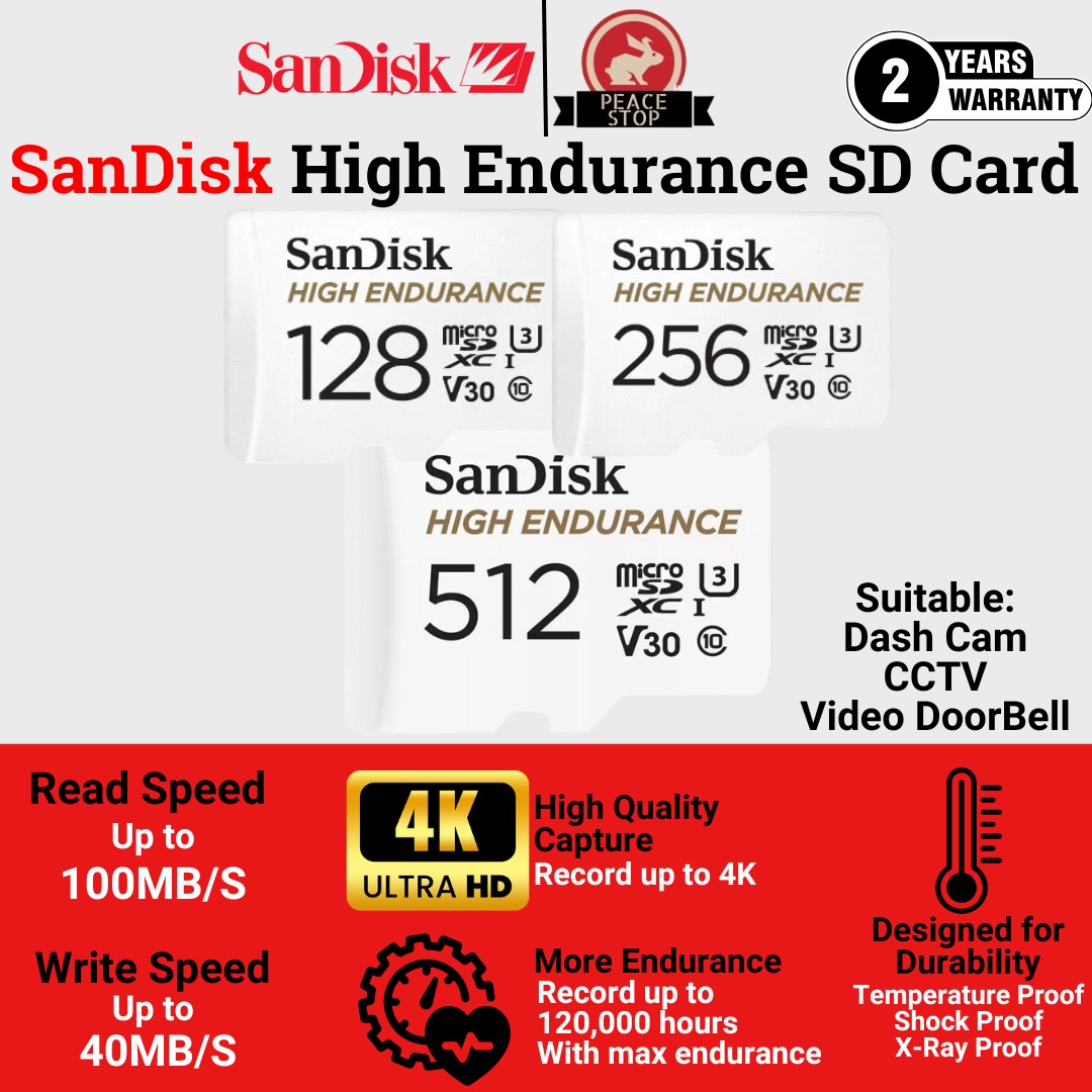 Sandisk 128GB 256GB 512GB Micro SD Card High Endurance Memory Card for ...