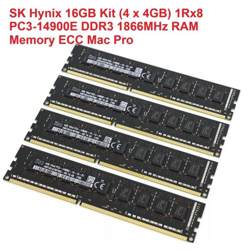 SK Hynix 16GB Kit (4 x 4GB) 1Rx8 PC3-14900E DDR3 1866MHz RAM Memory ECC Mac Pro, Computers ...
