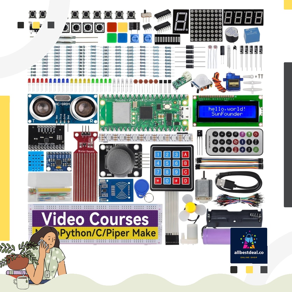 SunFounder Raspberry Pi Pico W Ultimate Starter Kit with Online ...