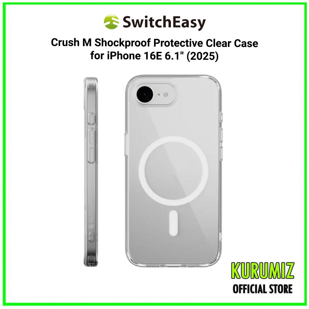 SwitchEasy Crush M Shockproof Protective Clear Case for iPhone 16E 6.1 ...