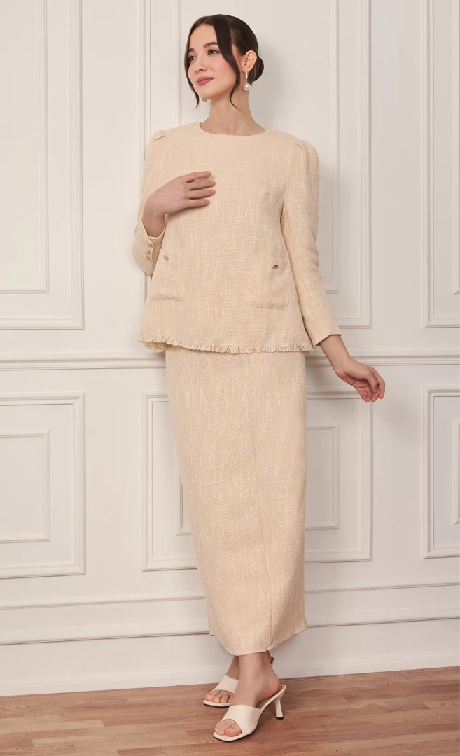 The Nisa Duck Hajar Set in Cream, Women's Fashion, Dresses & Sets, Traditional & Ethnic wear on ...