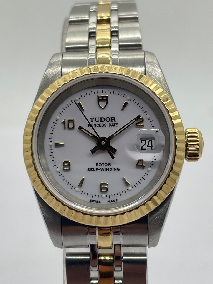 Tudor Princess Date 25mm Half Gold Automatic White Dial Watch, Luxury ...