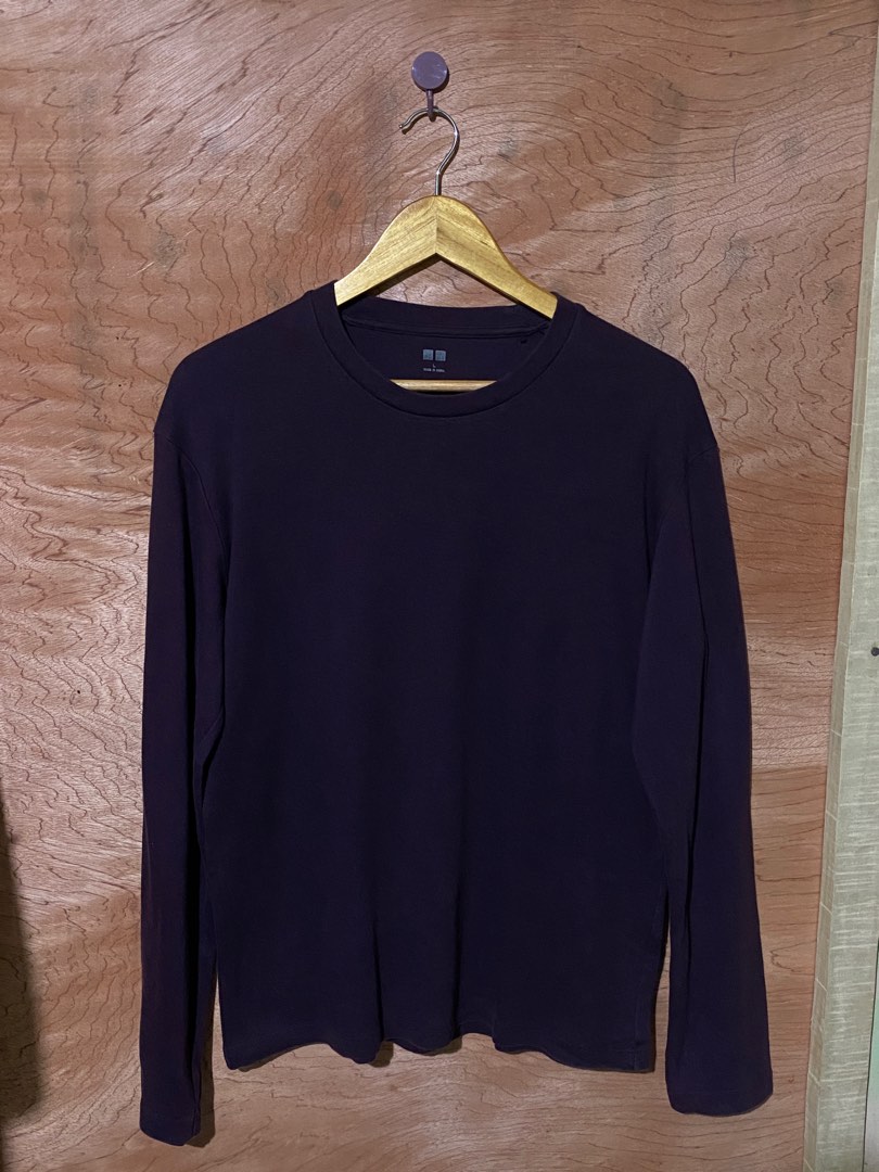 Uniqlo brown & violet long sleeve aspack, Men's Fashion, Tops & Sets ...
