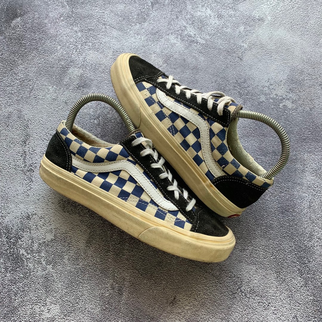 VANS OLD SKOOL STYLE 36 GOLDEN COAST TRUE BLUE CHECKERBOARD ORIGINAL ...
