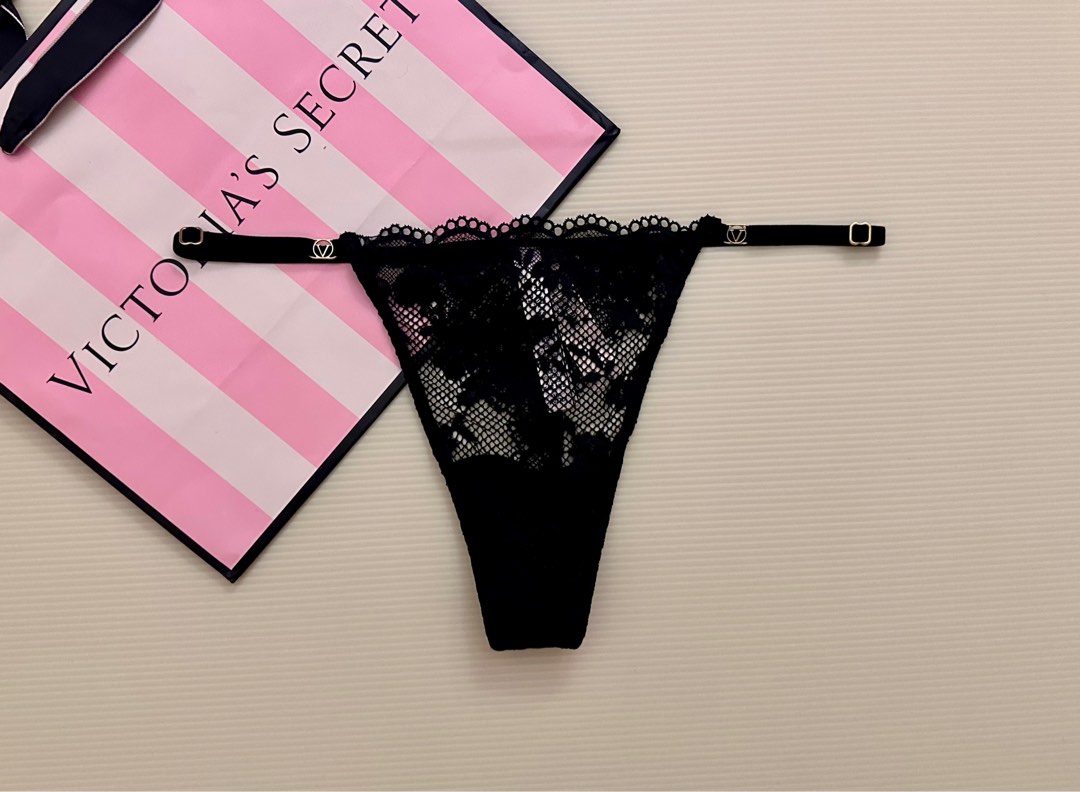 Victoria’s Secret Black See-Through Lace Thong, Women's Fashion, New ...