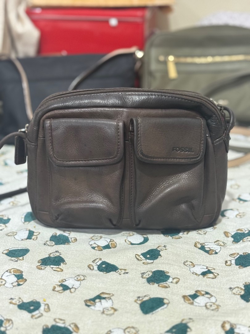 Vintage Fossil Chocolate Brown Leather Purse Bag, Women's Fashion, Bags ...