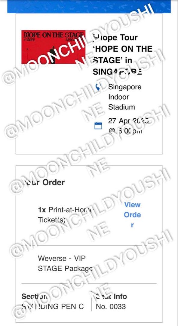 [VIP TICKETS] JHOPE HOPE ON THE STAGE IN SG DAY 2 VIP Pen C Tickets ...