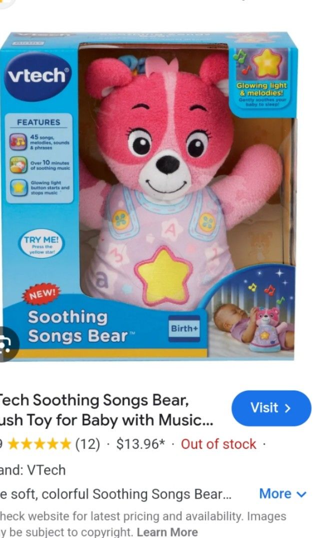 Vtech Soothing Song Bear, Hobbies & Toys, Toys & Games on Carousell