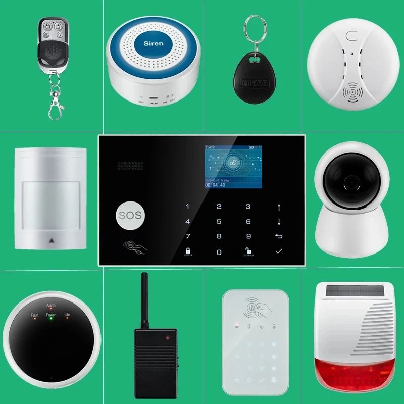 wireless alarm accessory glass/door/pir/siren/smoke/gas/water/password ...