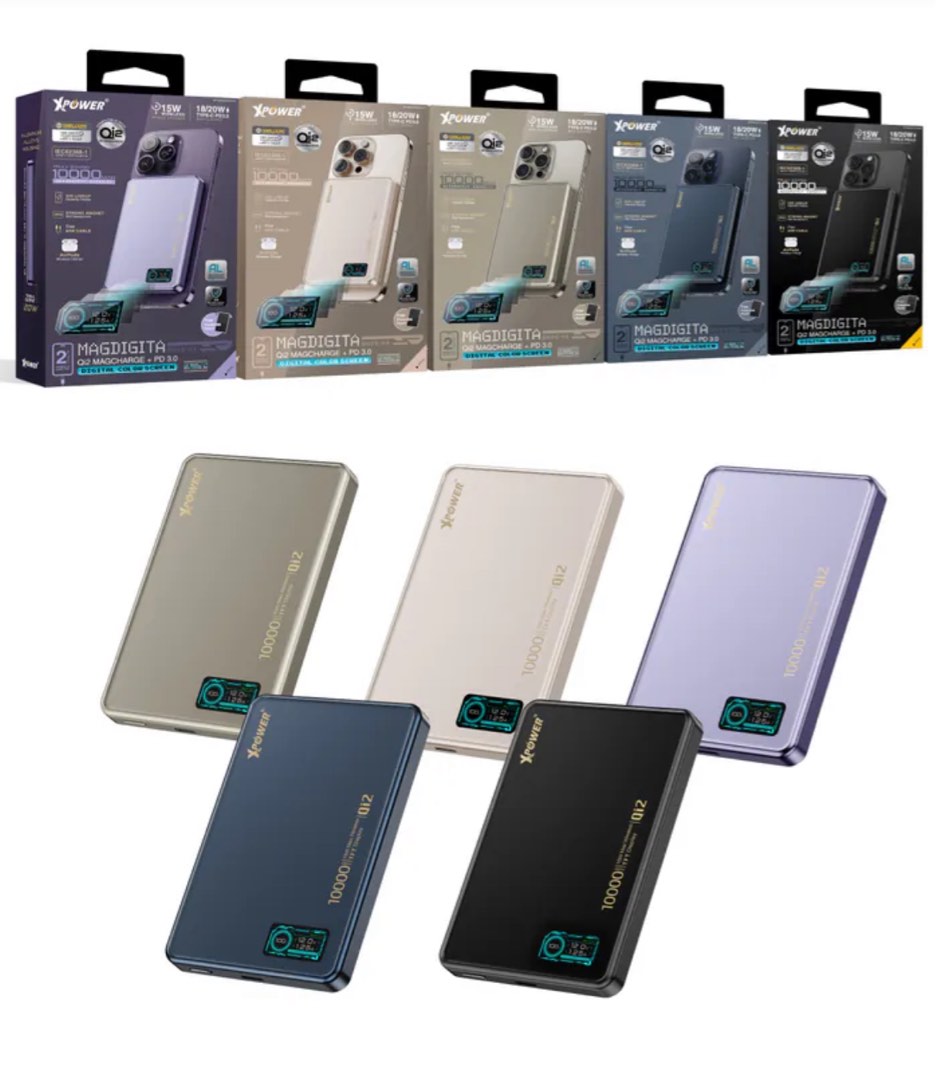 現貨！XPower MagDigita彩屏顯示鋁合金外殼 10000mAh PD3.0+QI2 磁吸移動電源, 手提電話, 電話及其他裝置配件 ...