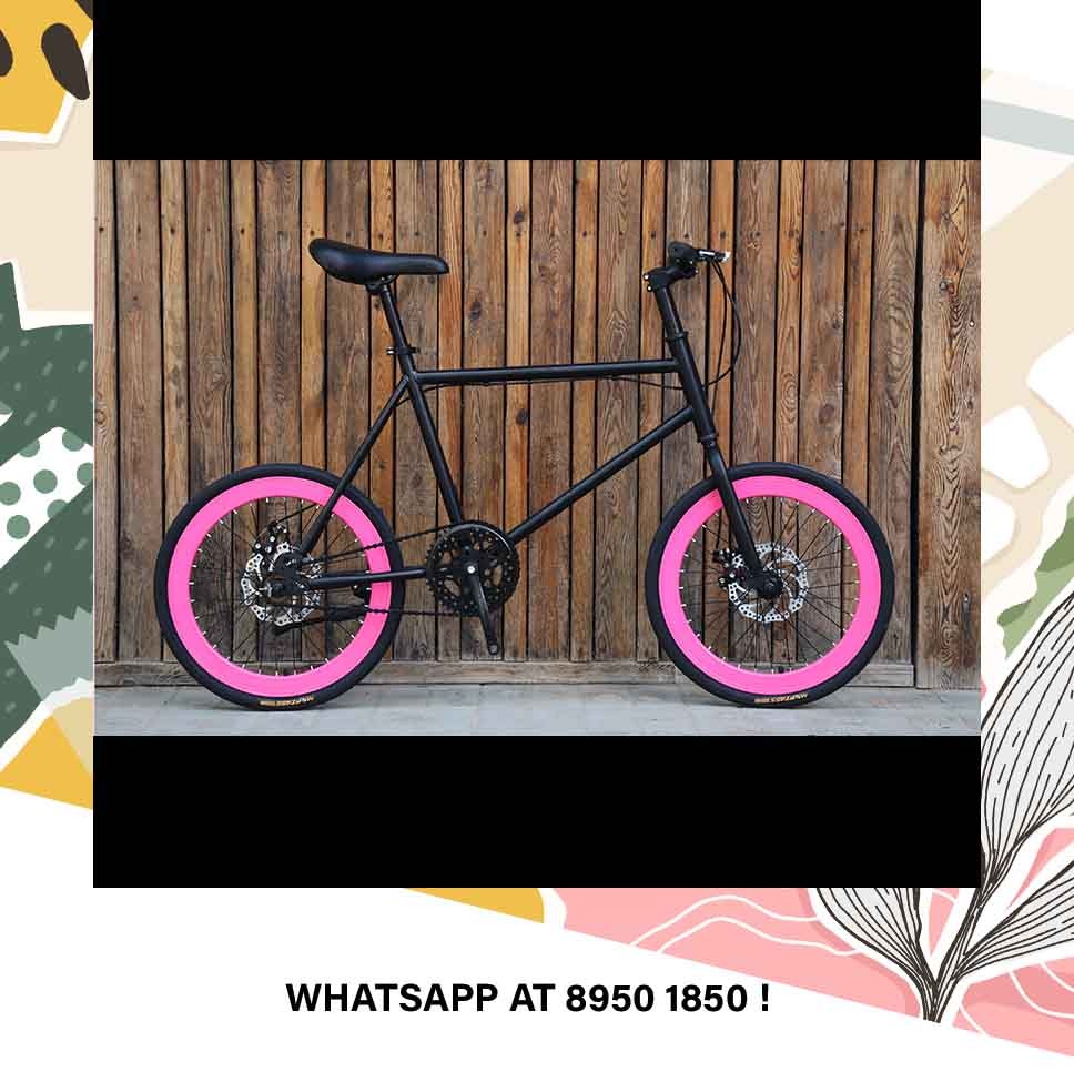 20 Inch 1 Speed MINI VELO [Black-Pink] Bicycles Fixie Bike Lightweight ...