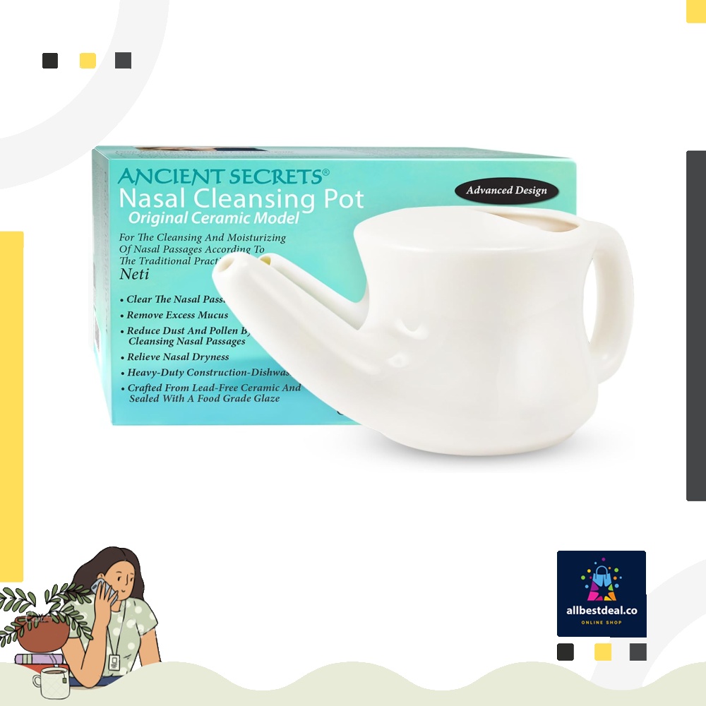 Ancient Secrets Ceramic Nasal Cleansing Pot, 1 Neti Pot, Health ...