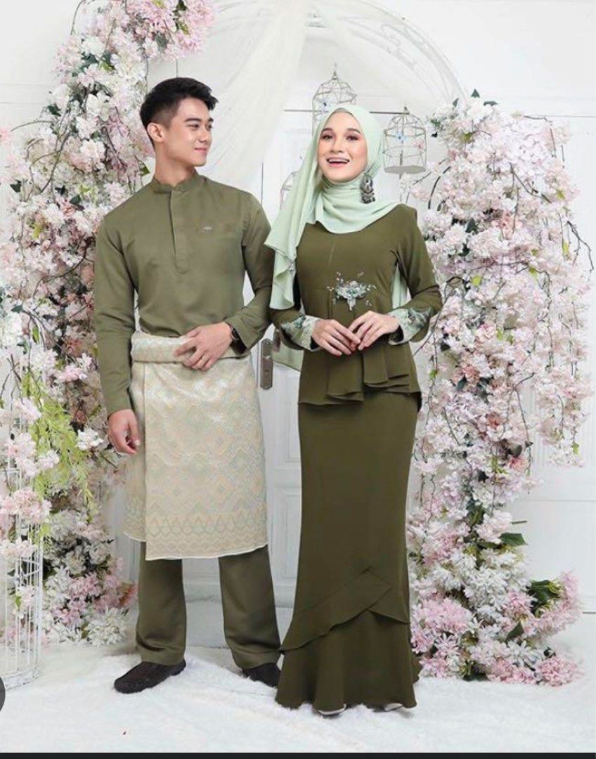 Baju Raya Prelove Zofya Fiona Luxe Olive Green, Women's Fashion ...