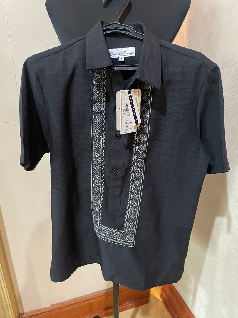 Baro de manila black polo barong not onesimus kultura, Men's Fashion ...