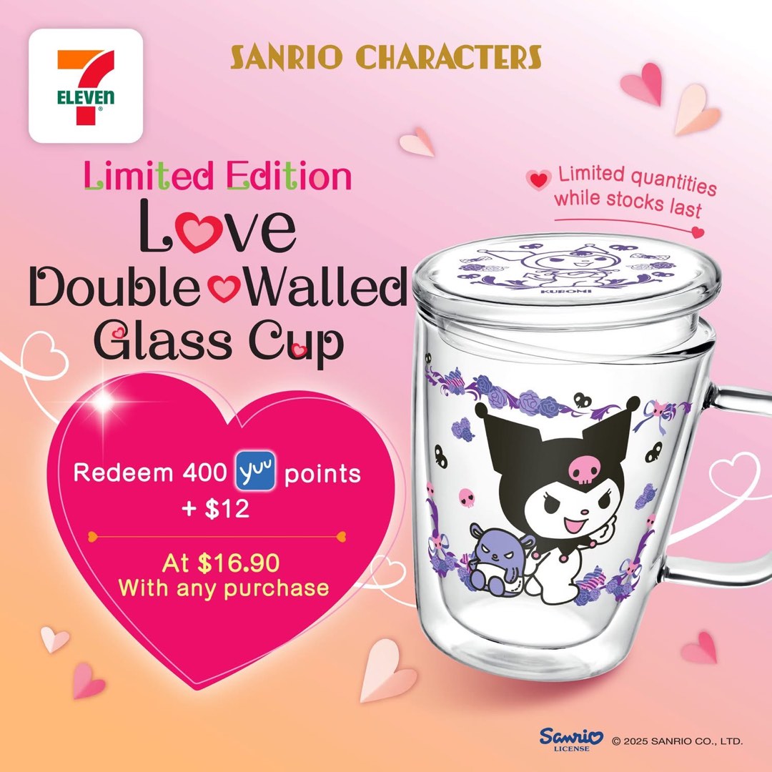 BN Limited Edition Sanrio 7-11 Limited Edition Love Double Walled Glass ...