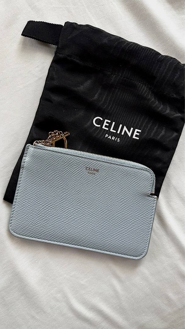 Celine Coin Pouch with Key Ring - Blue, Luxury, Bags & Wallets on Carousell