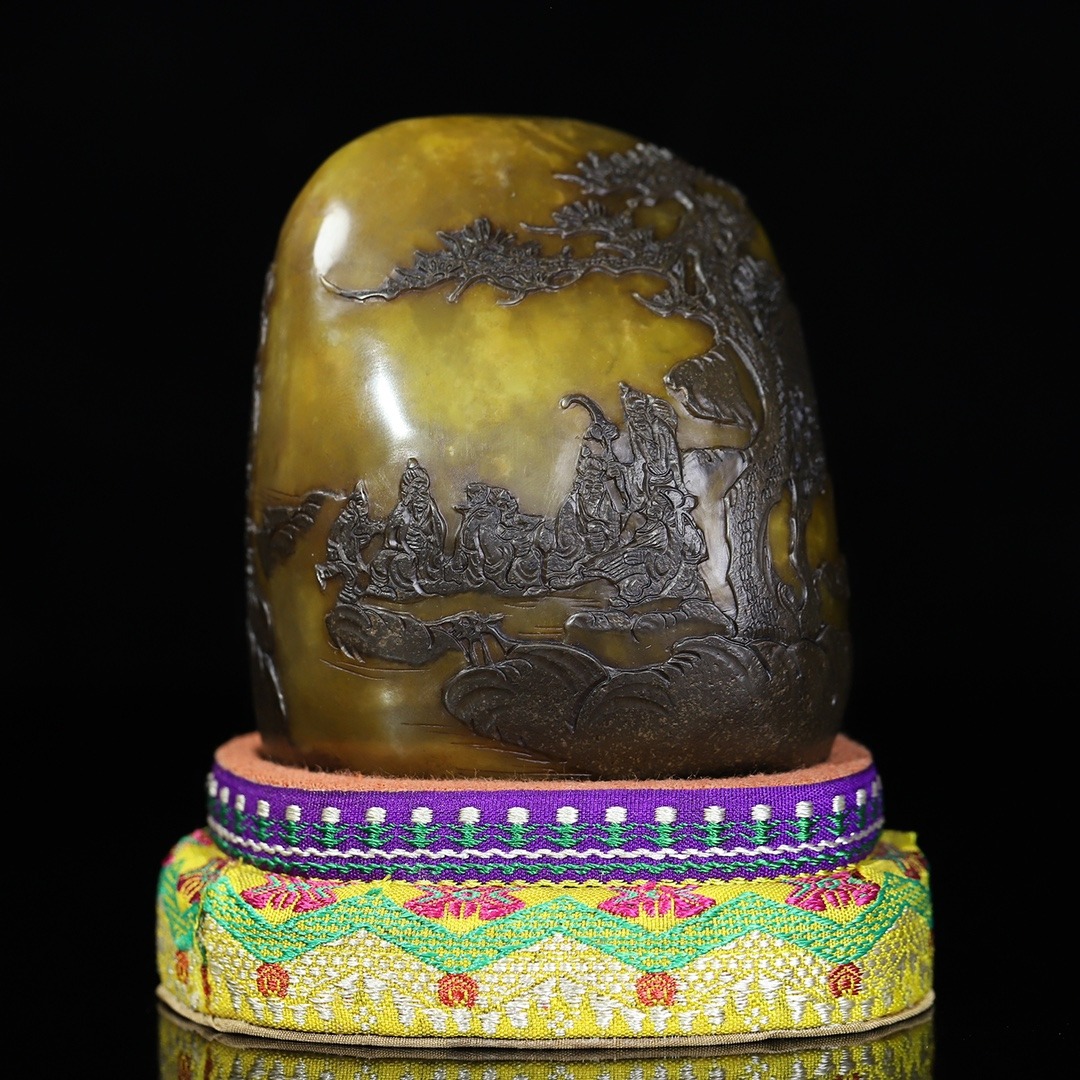 Collection of Shoushan Stone Crow Skin Tianhuang Carved Panasonic ...