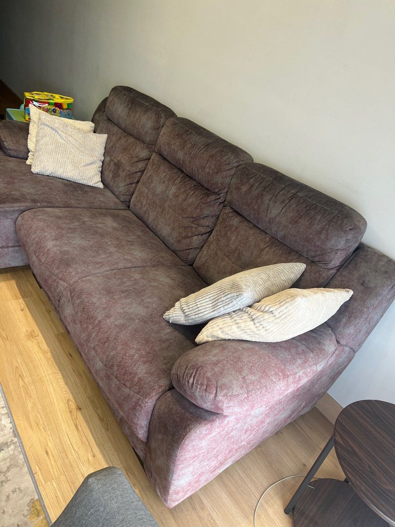 Combo L shape 3 seater + 2set wing chair, Furniture & Home Living ...