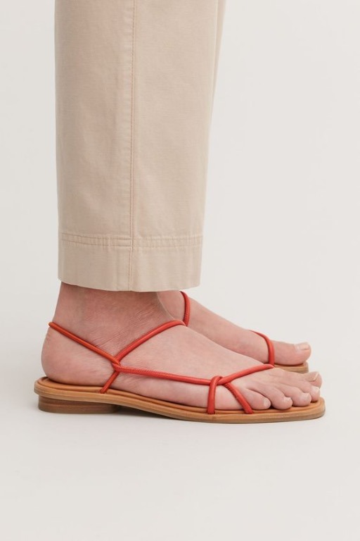 COS Leather Sandals in Red Orange, Women's Fashion, Footwear, Flats ...