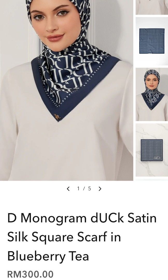 [NEW] D Monogram dUCk Satin Silk Square in Blueberry Tea, Women's ...