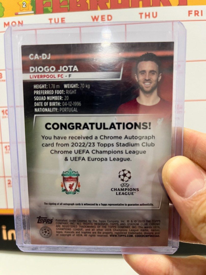 Liverpool soon-to-be winner Diogo Jota (Perfect Autograph) with You ...