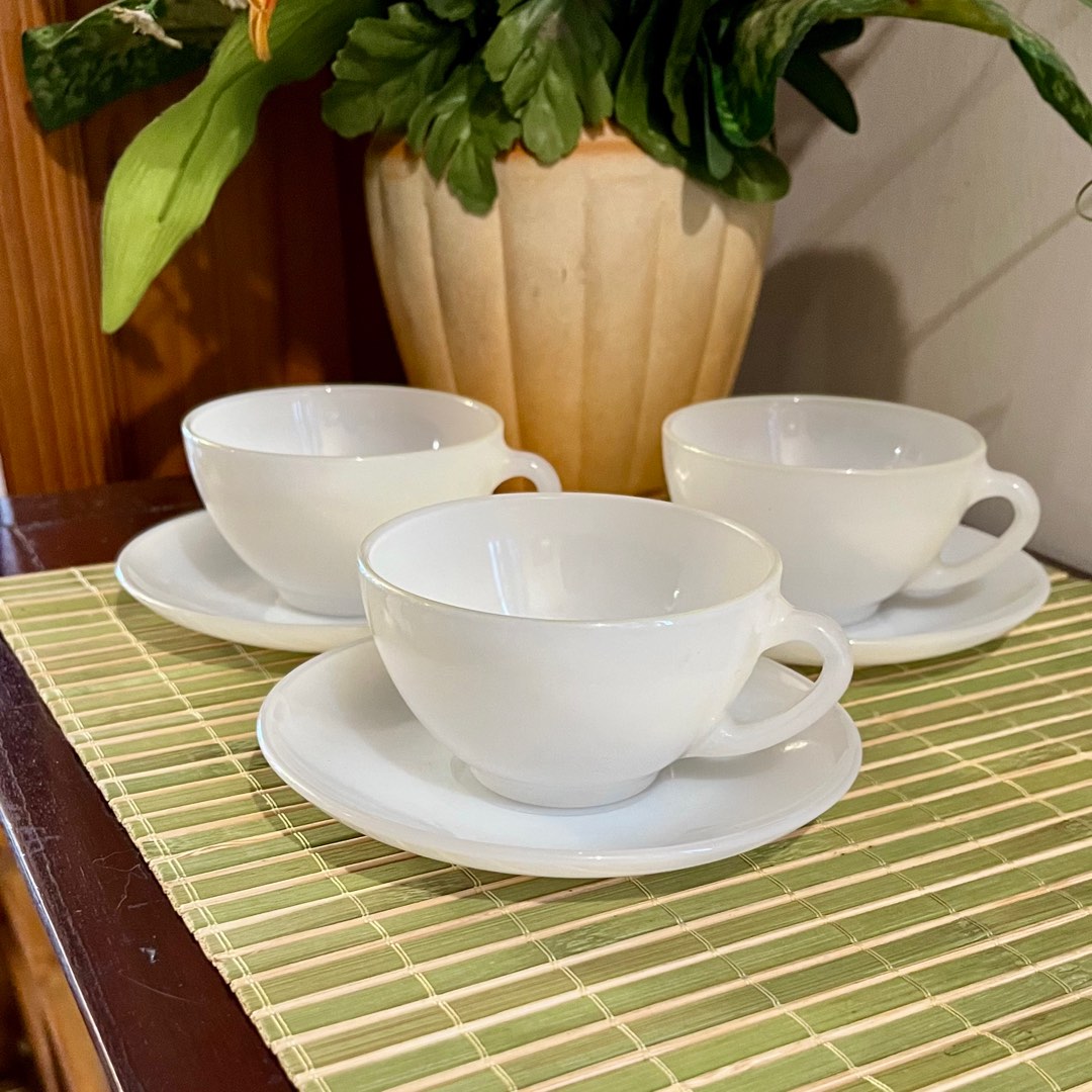 (Each set) Rare vintage arcopal cup and saucer set, Furniture & Home ...