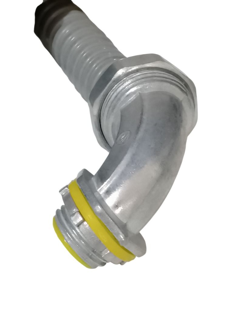 ELECTRICAL CONDUIT HOSE with RIGHT ANGLE METAL LIQUID TIGHT CONNECTOR ...