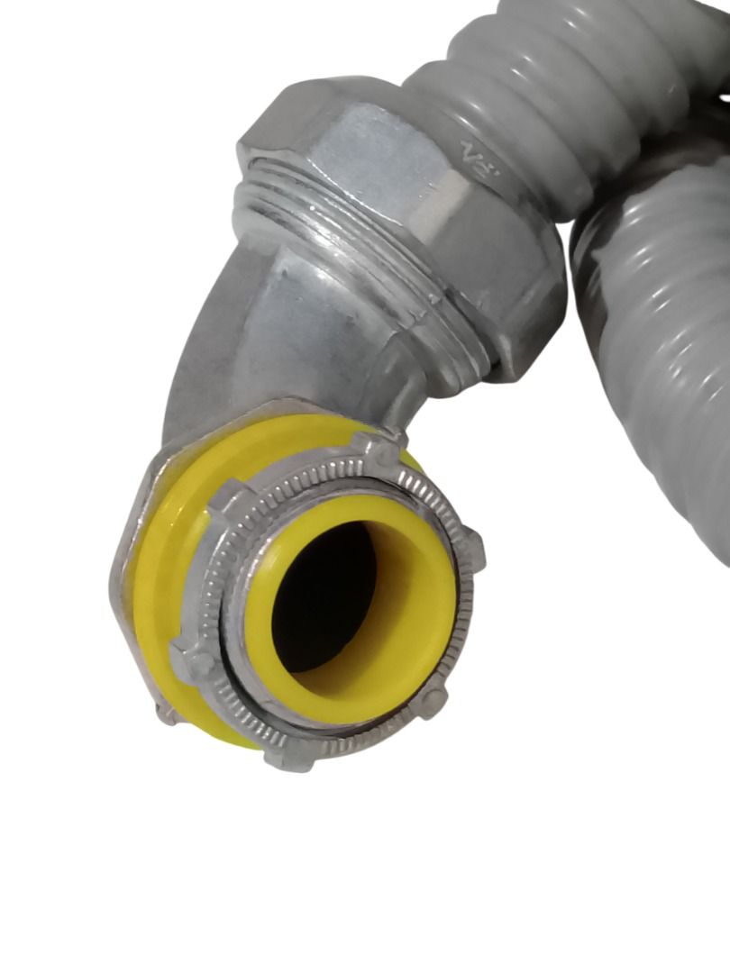 ELECTRICAL CONDUIT HOSE with RIGHT ANGLE METAL LIQUID TIGHT CONNECTOR ...