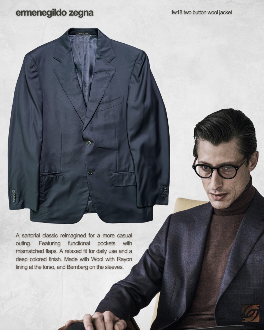 Ermenegildo Zegna FW18 Two Button Wool Jacket, Men's Fashion, Coats ...