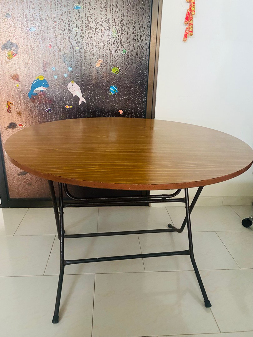(105cm Round) Foldable Round Table / Laminated plywood Foldable Table ...
