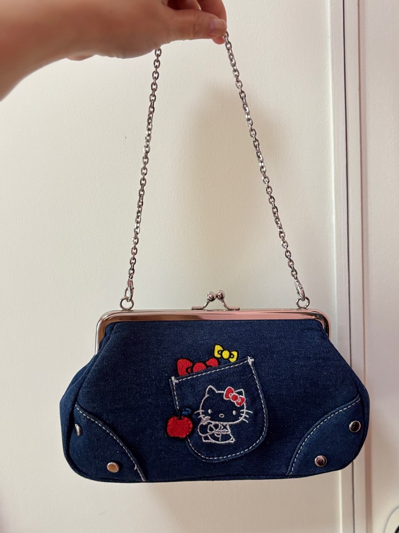 Hello Kitty Denim Dual Sling Handbag - Authe, Women's Fashion, Bags ...