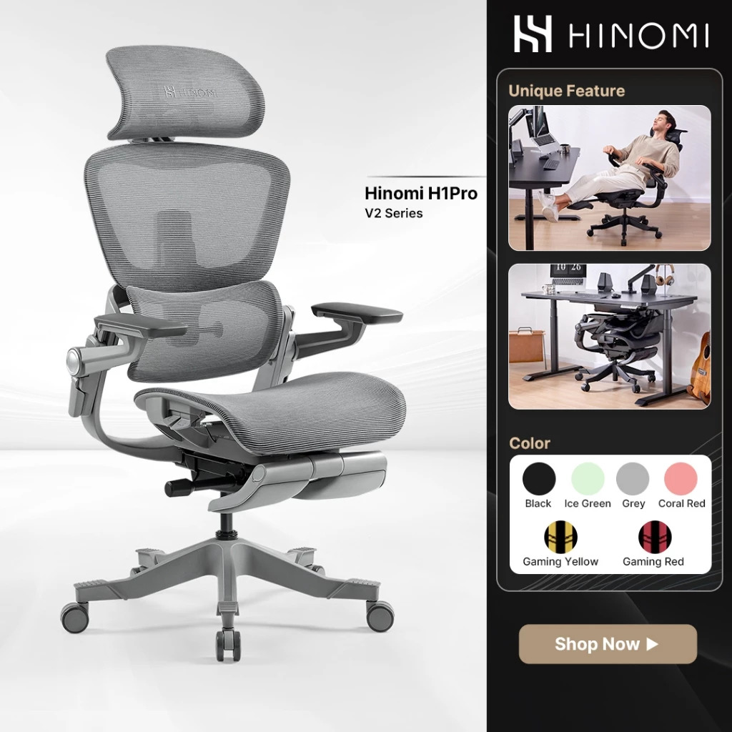 Hinomi H1Pro Ergonomic Home Office Chair Foldable With Leg Rest and Flip-up Armrest | Gaming ...