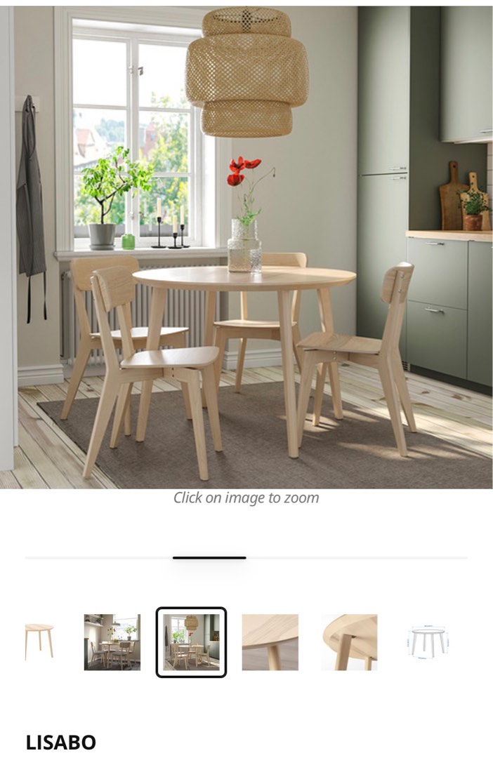 Ikea LISABO SET 餐枱連4櫈, 傢俬＆家居, 傢俬, 桌子 - Carousell