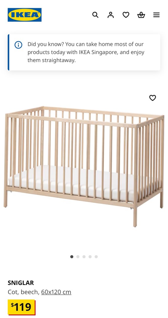 Ikea Sniglar Cot, Babies & Kids, Baby Nursery & Kids Furniture, Cots ...