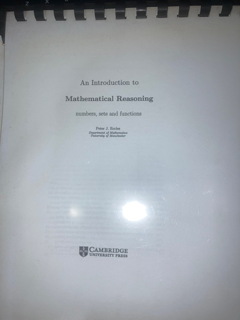 Introduction to mathematical thinking eccles photocopied textbook ...