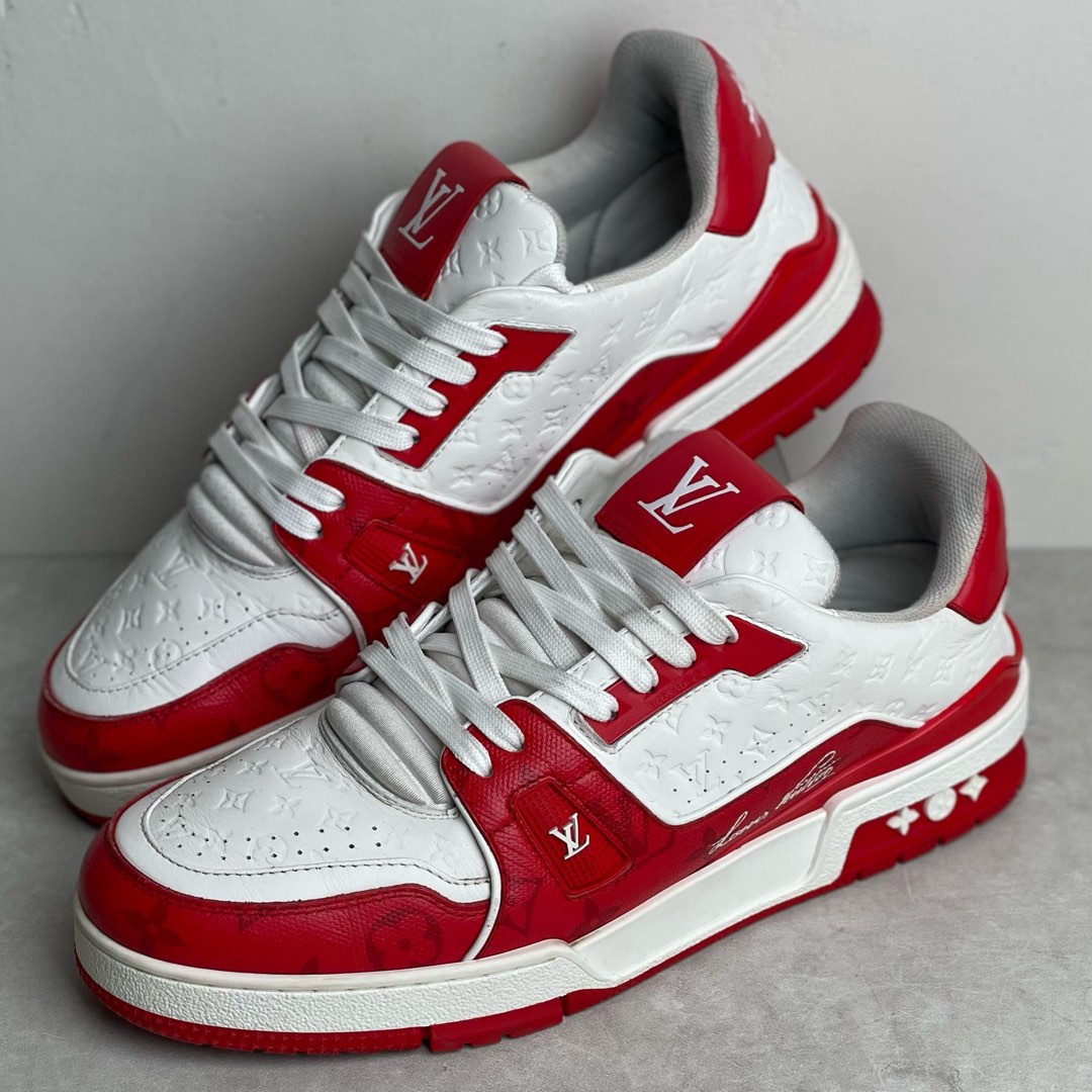 Louis Vuitton LV Monogram Trainer Sneakers Red ( Not Hermes ), Fesyen ...