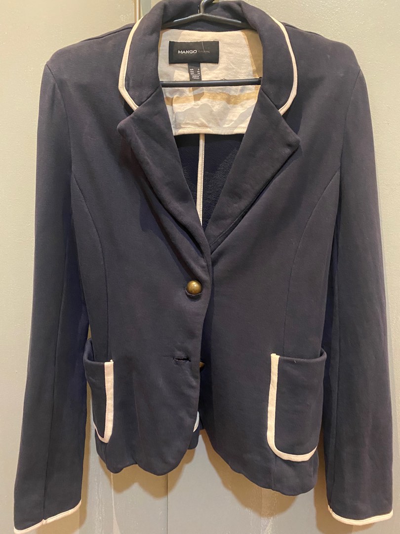 Mango Dark Blue Blazer, Women's Fashion, Coats, Jackets and Outerwear on Carousell