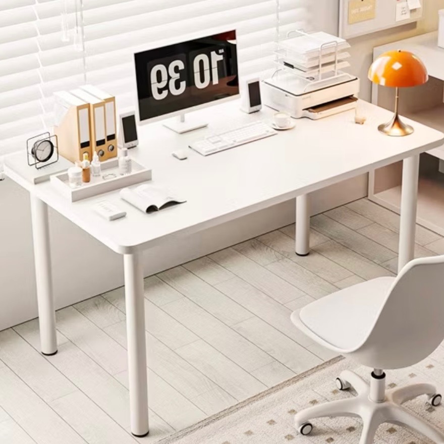 Minimalist White Computer Desk | Spacious Home Office Work Table With ...
