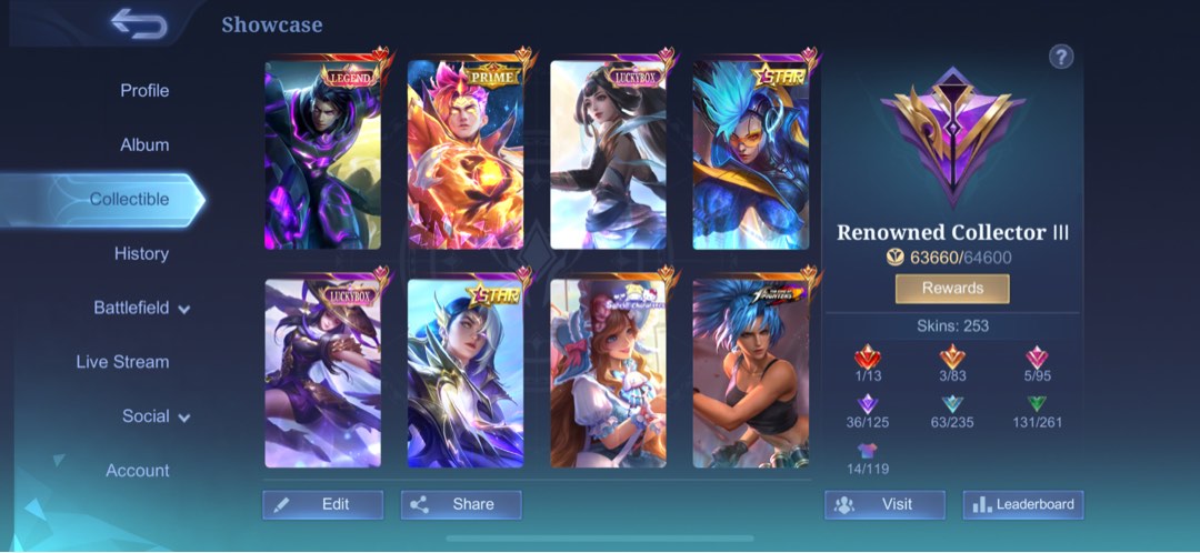 MLBB acc (Legend alucard, renowned collector 3, max emblem, all heroes ...