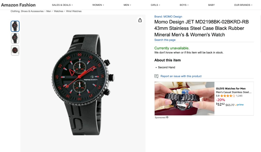 MOMO Design chronograph watch, Men's Fashion, Watches & Accessories ...