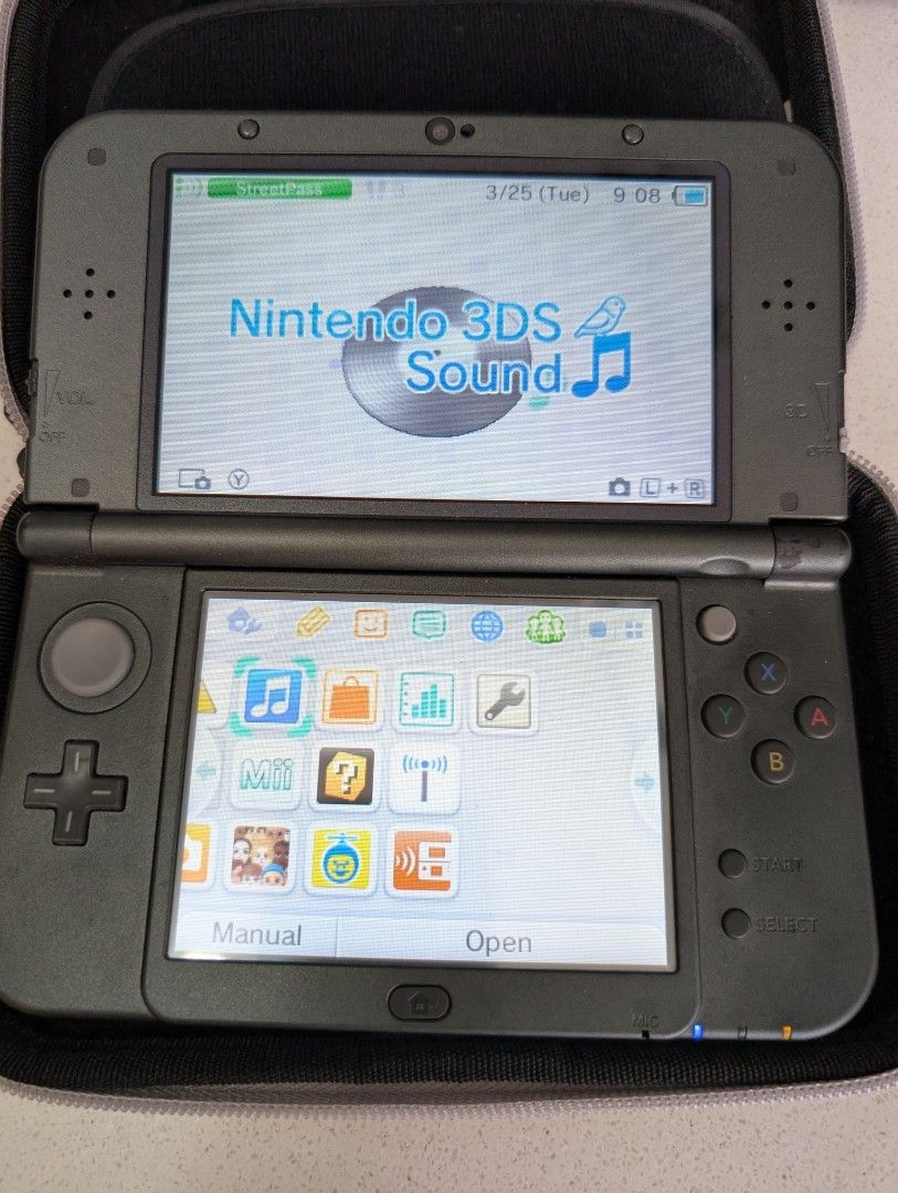 New 3DS XL console with case and charger gun metal color, Video Gaming ...