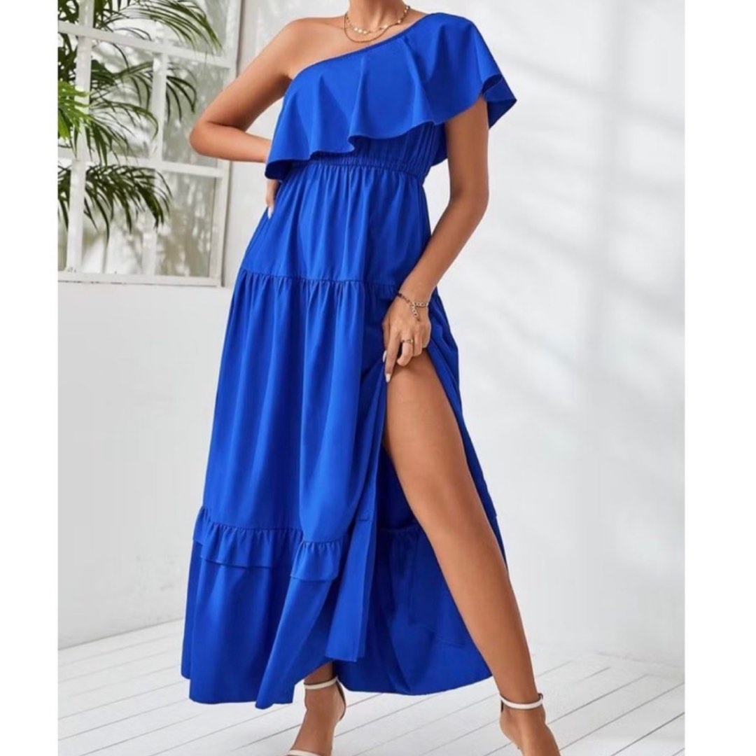 NEW One Shoulder Sabrina Long Dress Bali Sexy, Fesyen Wanita, Pakaian ...